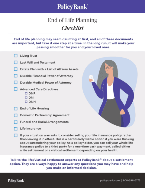 End of Life Planning Checklist | PolicyBank®