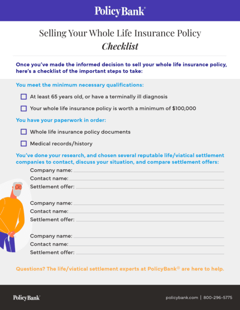 [Checklist] Can I Sell My Whole Life Insurance Policy? | PolicyBank